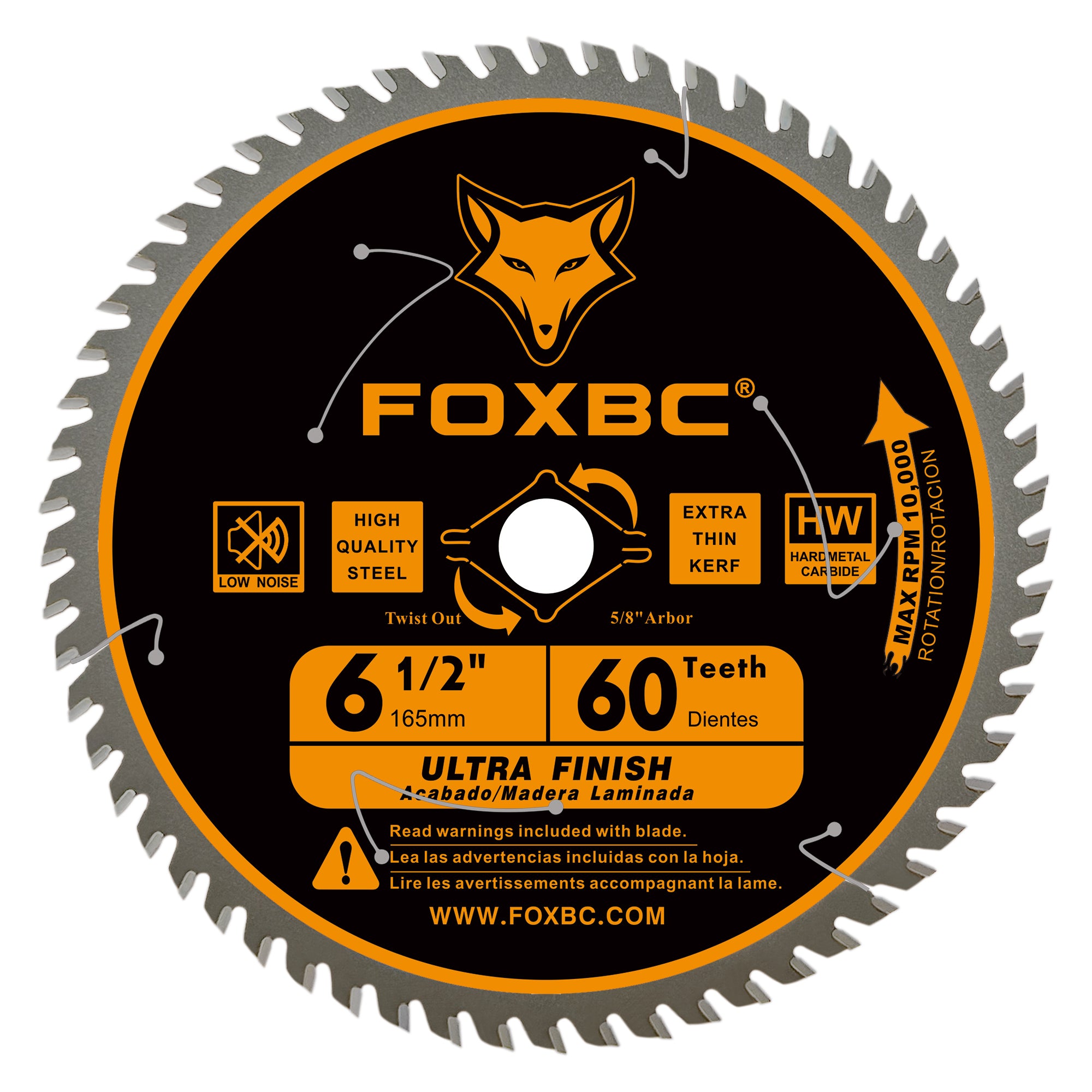 FOXBC 6-1/2 inch Circular Saw Blade Ultra Fine Finish 60-Tooth for Woo
