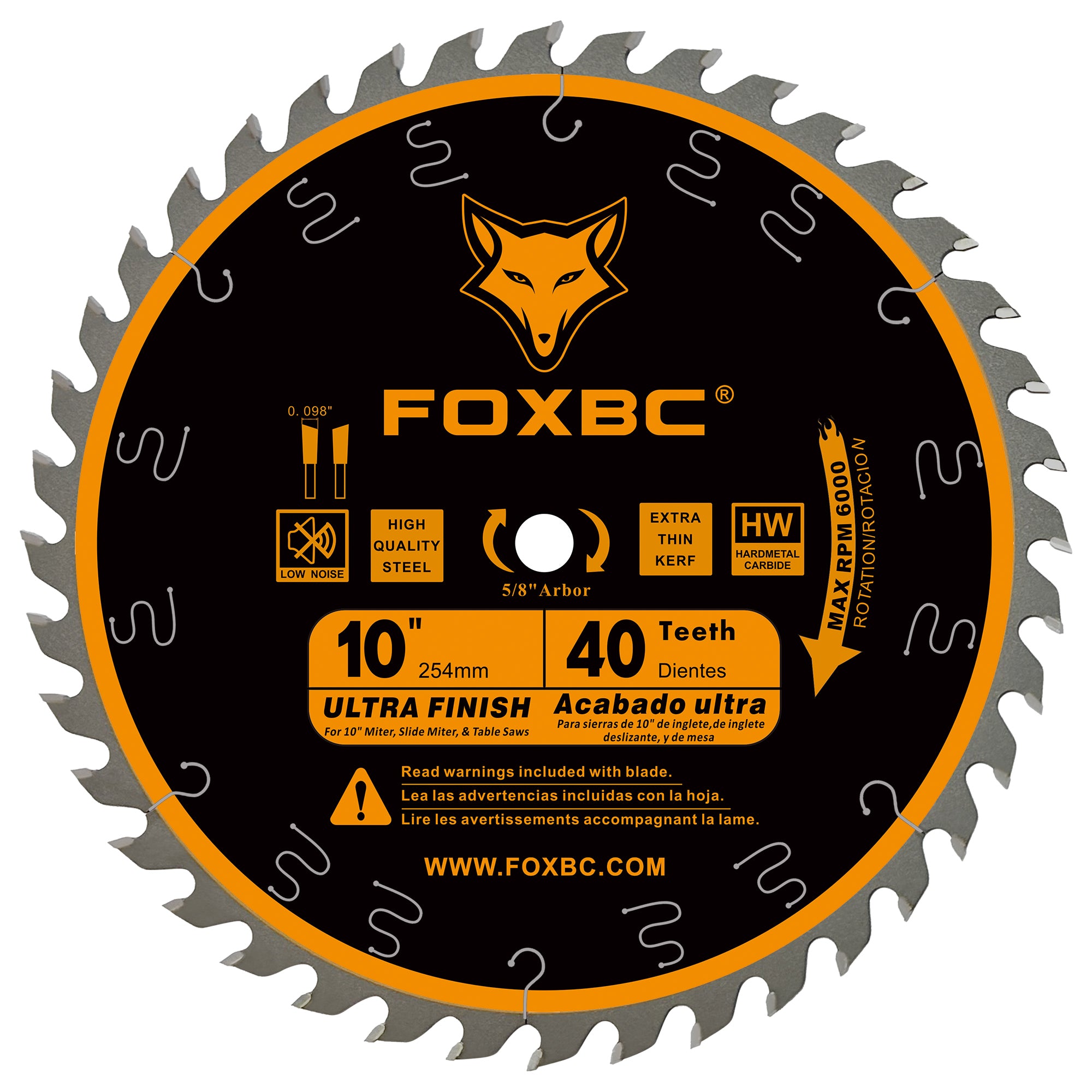 FOXBC 10-Inch Table Saw Blade, 40-Tooth, Ultimate General Purpose Saw