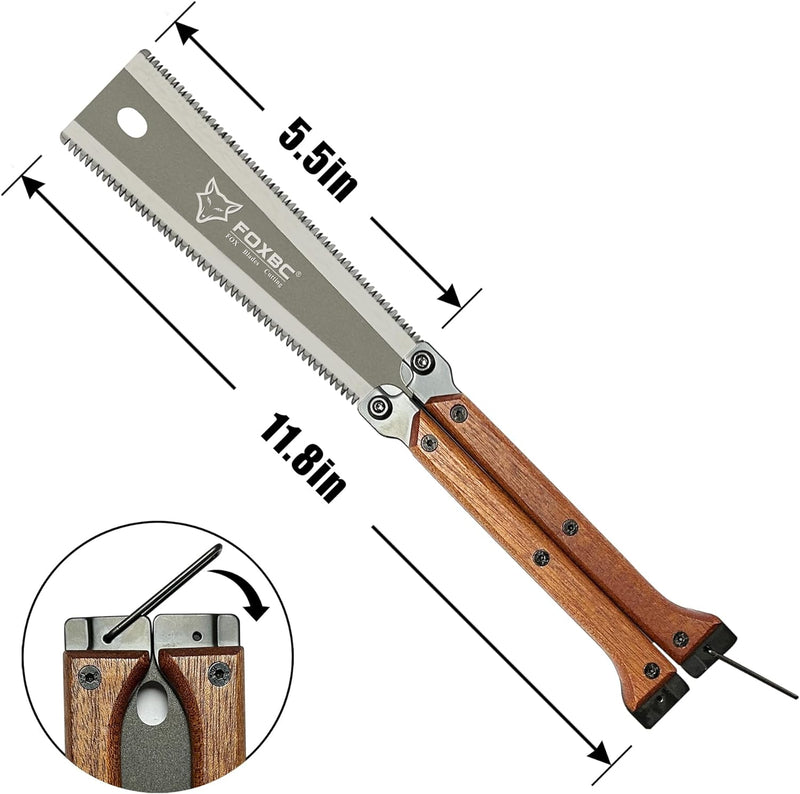 FOXBC Hand Saw Mini Pocket Folding Saw for Woodworking, Double Edges F