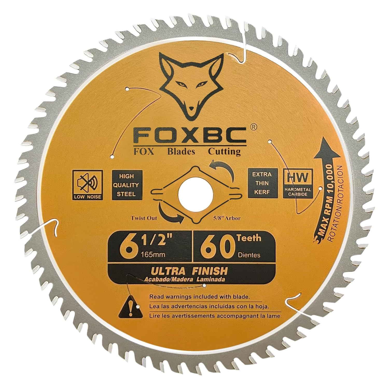 FOXBC 6-1/2 inch Circular Saw Blade Ultra Fine Finish 60-Tooth for Woo