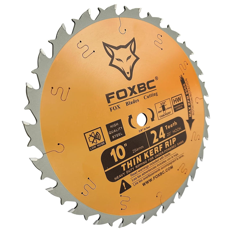 FOXBC 10-Inch Table Saw Blade, Thin Kerf Ripping Saw Blade for Wood Cu