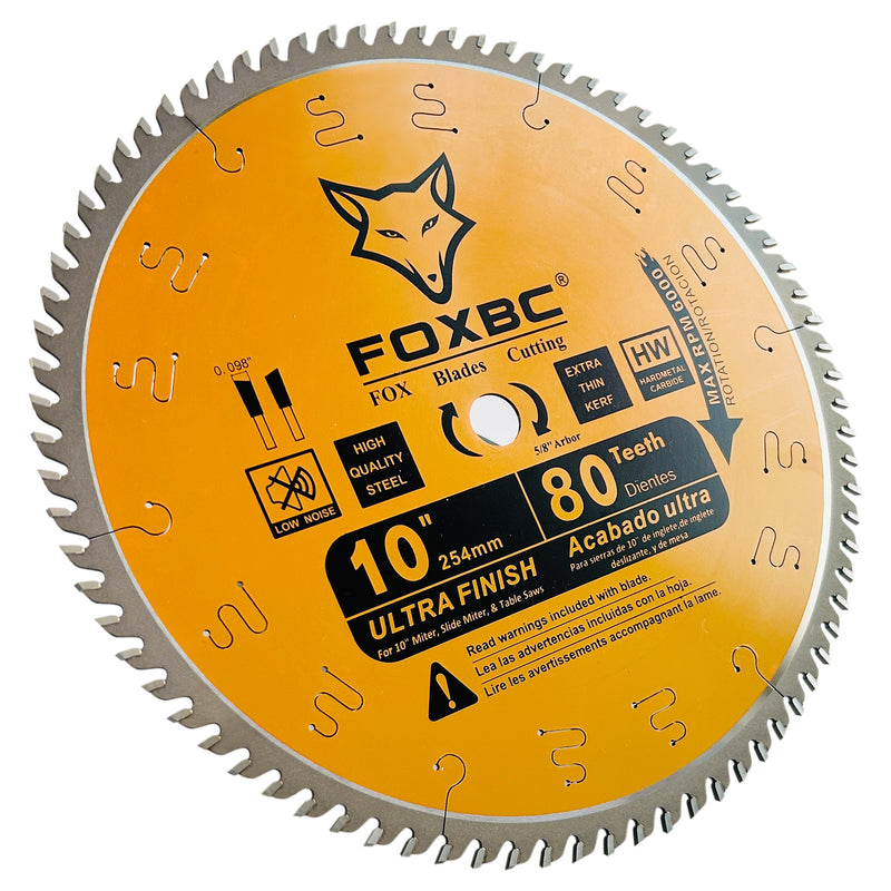 FOXBC 10-Inch Table Saw Blades, 80-Tooth, Fine Finish Blade with 5/8-I
