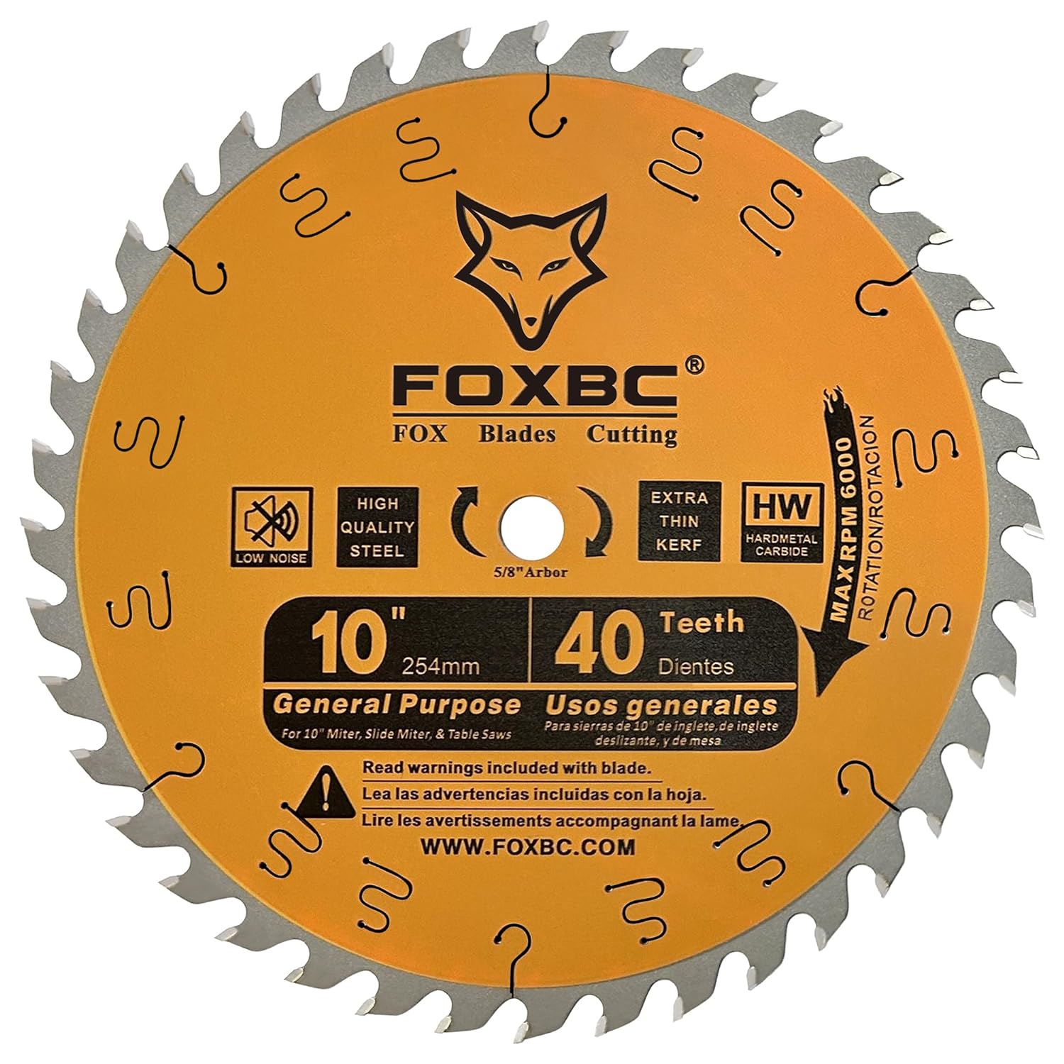 FOXBC 10-Inch Table Saw Blade, 40-Tooth, Ultimate General Purpose Saw