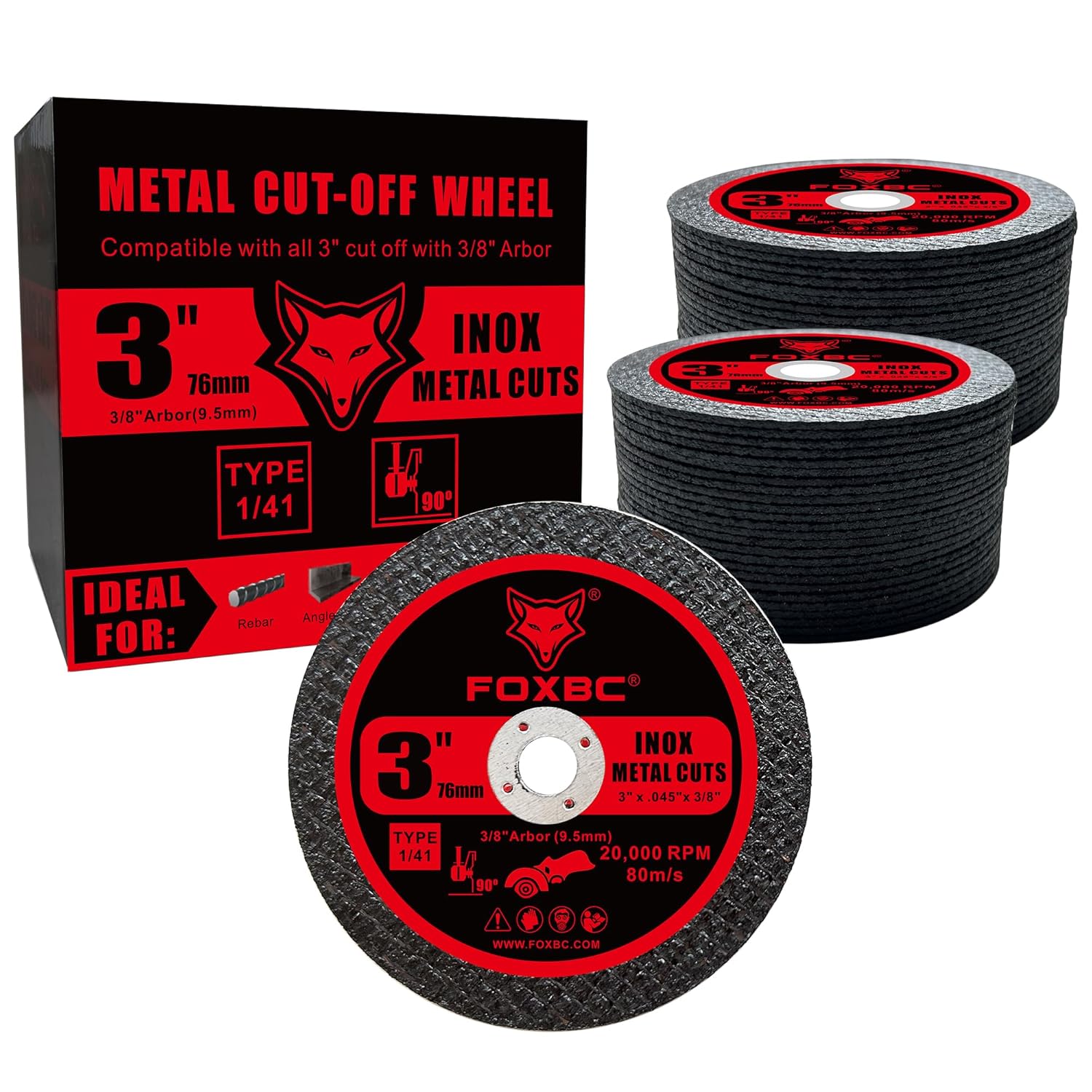 FOXBC 3 Inch Cut Off Wheel Discs, Metal & Stainless Steel Cutting Disc