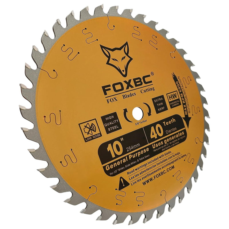 FOXBC 10-Inch Table Saw Blade, 40-Tooth, Ultimate General Purpose Saw